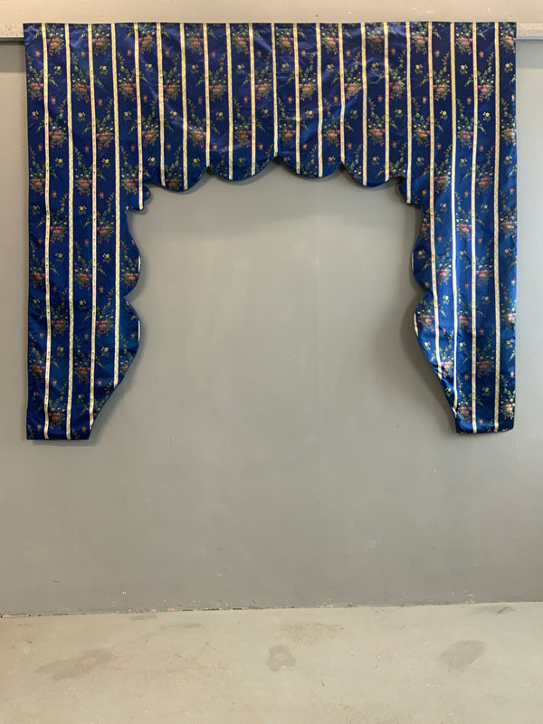 Blue striped silk pelmet (165 x 195cm) - Clive Rogers