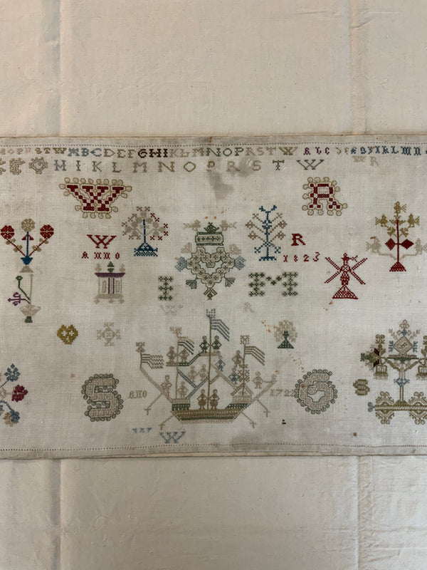 Netherlands antique ship sampler (30.5 x 61cm) - Clive Rogers