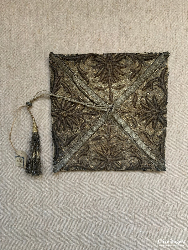 Lucknow (?) zardozi work PAIR of bullion work purses (22 x 22 cm ...