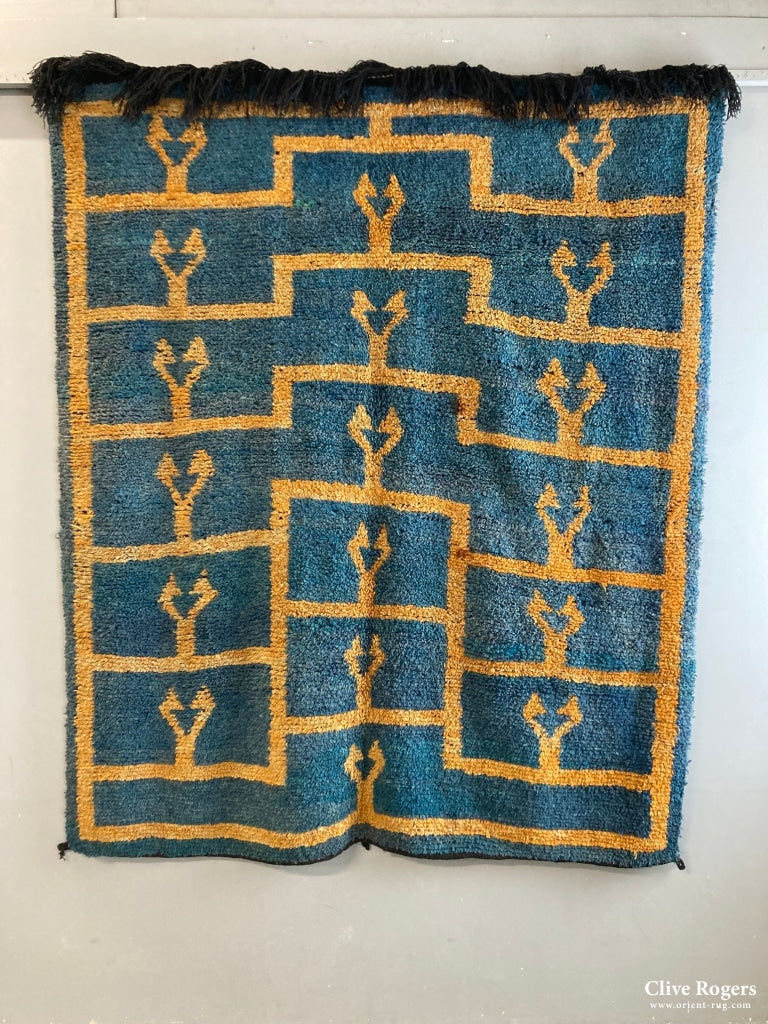 Turkish Tulu rug with blue stepped seljuk design (191 x 159cm) - Clive ...