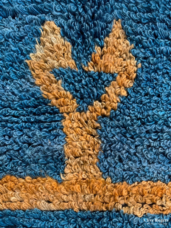 Turkish Tulu rug with blue stepped seljuk design (191 x 159cm) - Clive ...