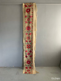 Uzbek antique Suzani border from a embroidered hanging (257 x 45 cm ...